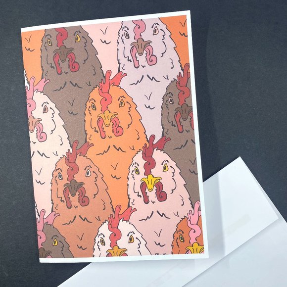 Artisan | Art | Chicken Psychedelic Art Greeting Card Handmade 5x7 ...